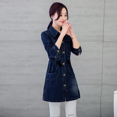 Cina Rivestimenti di Jean delle donne su misura del modello, rivestimento lungo classico del denim di stile elegante in vendita