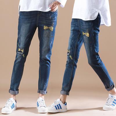 Cina Modello ricamato sveglio stampato della vita elastica piena dei jeans del denim delle donne di estate in vendita