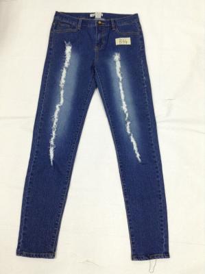 Cina Le donne colorate toppa del ginocchio dimagriscono la vita bassa della gamba del lavaggio scuro diritto dei jeans in vendita