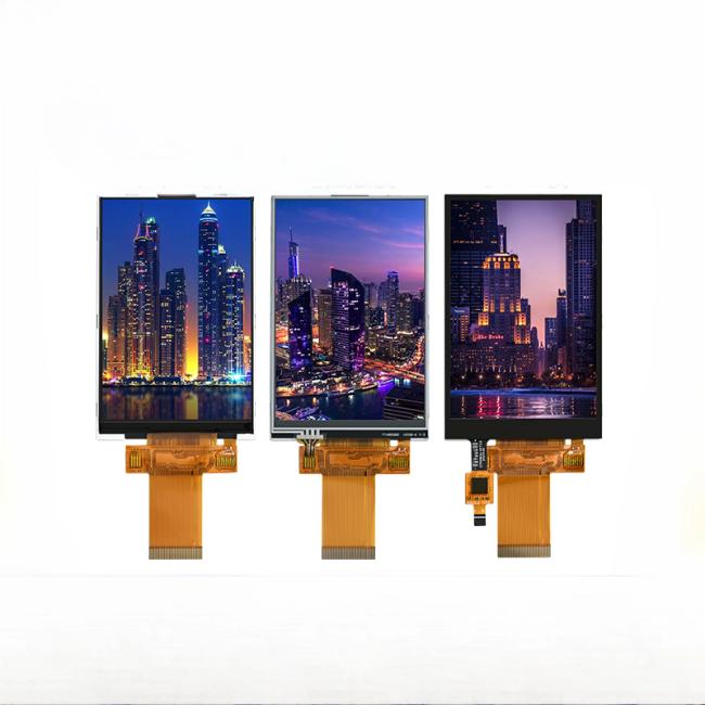 Custom TFT LCD display samples showing 2.4 inch and 3.5 inch models