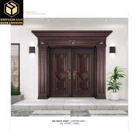 Quality Anti Theft Powder Coated Finish Modern Aluminum Entry Doors Commercial Grey for sale