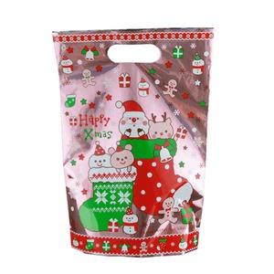 China Vibrant Festive Christmas Plastic Gift Bags with Strong Handles for sale