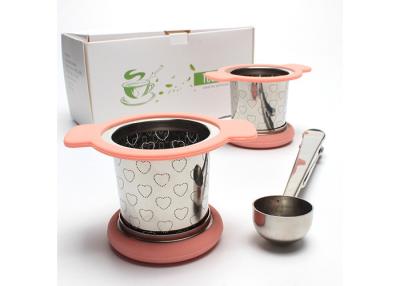 Cina Filtro del tè di Mesh Dome Shape Metal Basket del cavo con le maniglie ed il coperchio di tocco morbido in vendita