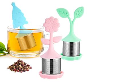 Cina Filtro libero della bustina di tè di acciaio inossidabile di BPA con il fiore del silicone/foglia/la forma albero di Natale in vendita