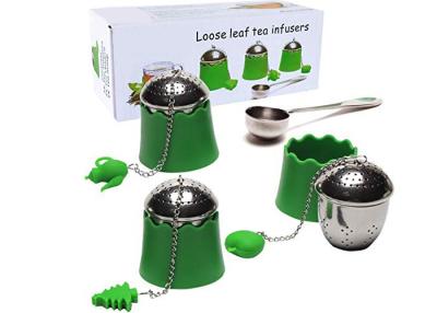 Cina Tè Infuser di acciaio inossidabile con gli alberi di Tray And Metal Chain Plus Apple /Christmas del silicone in vendita