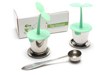 Cina Tè riutilizzabile Infuser del germoglio del silicone del commestibile con l'insieme fine di Mesh Hole And Silicone Tray in vendita