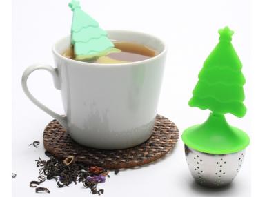 Cina Maniglia riutilizzabile libera del silicone delle bustine di tè del silicone di acciaio inossidabile dell'albero di Natale di BPA con il vassoio del gocciolamento in vendita