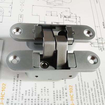 China Zamak as dobradiças ajustáveis da dobradiça de 180 graus escondeu as dobradiças de porta 111.5*29*36mm à venda