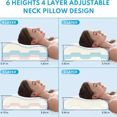 4-Layer Adjustable Memory Foam Pillow for Sleeping Ergonomic Contour Cooling