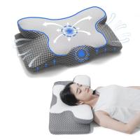 Quality Custom Shaped Cervical Orthopedic Smart Gray Memory Foam Sleeping Neck Bed Memory Foam Pillow for sale