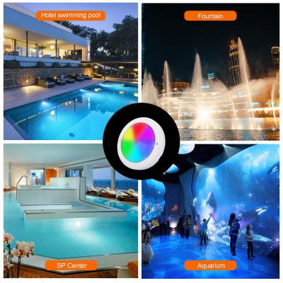 China Waterproof Swimming Pool Light Wall Mounted Rgb AC12v Diameter 230mm Thickness ABS Material  42W for sale