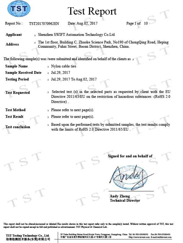 RoHS 2.0 Directive 2011/65/EU - Shenzhen Swift Automation Technology Co., Ltd.