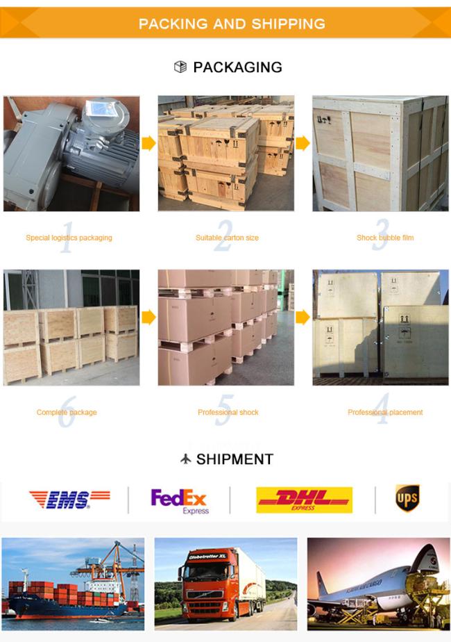 Standard wooden case packaging for worm gear reducer showing protective shipping container