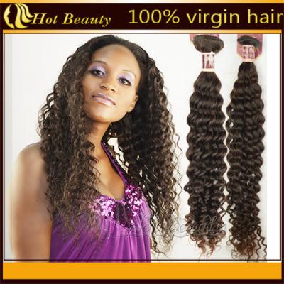 中国 加工されていないブラジル人の Remy の人間の毛髪延長、バージンの深いカーリー ヘアー 販売のため