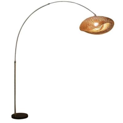 Cina funky rattan lampshade sofa side led floor standing lamp in vendita