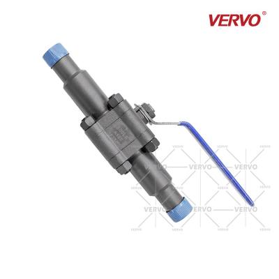 China Kugelventil-Schmieden-Kugelventil DN25 25MM 3-teiliges weiches Dichtungs-RPTFE mit 100mm Nippel an beide Enden-Seiteneintritts-sich hin- und herbewegendem Ball zu verkaufen
