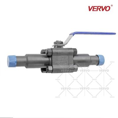 China Kugelventil-Schmieden-Kugelventil DN25 25MM 3-teiliges weiches Dichtungs-RPTFE mit 100mm Nippel an beide Enden-Seiteneintritts-sich hin- und herbewegendem Ball zu verkaufen