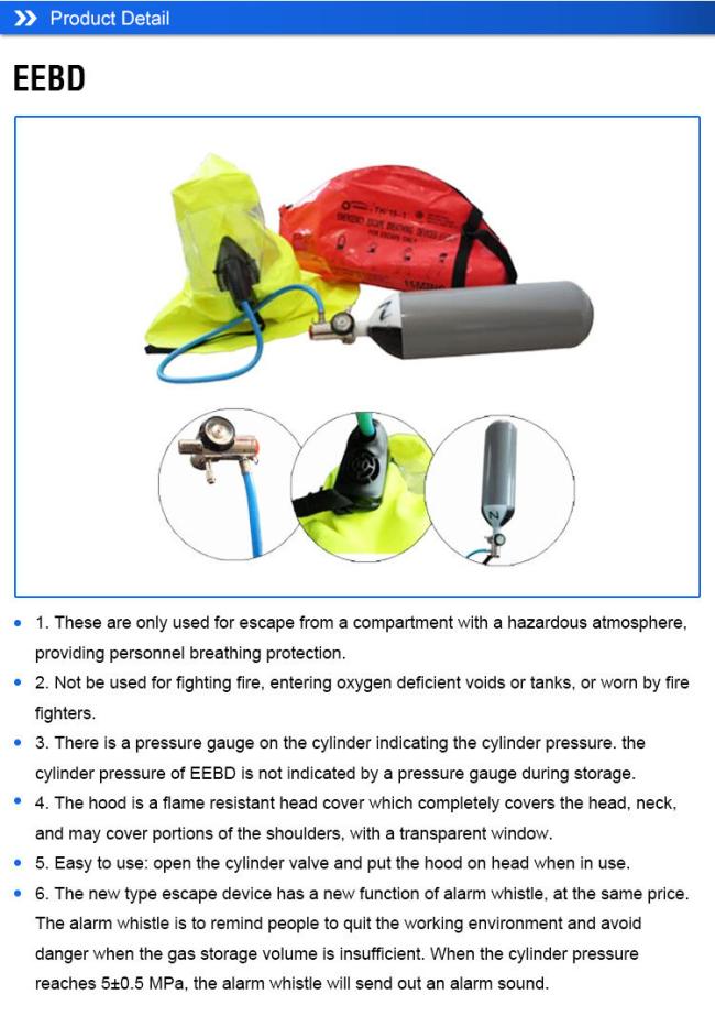 3L Cylinder Eebd Emergency Air Breathing Apparatus for Firefighting Rescue