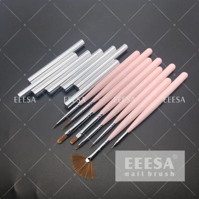 China De Kunst van de het Gelspijker van het Taklonhaar borstelt Roze Houten Handvat Zilveren Metalen kap Te koop