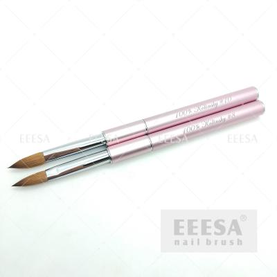 Cina Spazzola acrilica 100% del chiodo di Kolinsky unita maniglia di rosa di bambino di dimensione #8 #10 del metallo in vendita