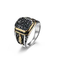 Quality Black 18k Gold Plated Mens Ring Jewelry Gemstone Stainless Steel Men Rings Custom for sale