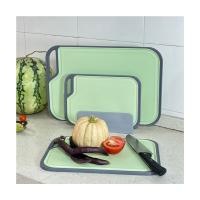 Quality Square Plastic Chopping Board Set of 3 with Non-Slip Feet and Deep Drip Juice Groove for sale
