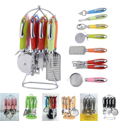 Food Grade Stainless Steel Kitchen Utensils Set with Rainbow Gadgets and Pizza