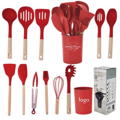 Cina 12 PCS utensili da cucina in silicone antiaderenti con porta in plastica in vendita