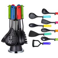 Quality Sustainable Kitchen Cooking Utensil Set with Rotating Stand and TPR PP Handle Material for sale