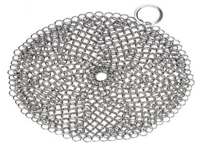 Épurateur rond de la cuisine 316l Chainmail pour le Cookware de fonte sans la rouille