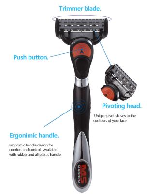 China Precio de fábrica Razor de afeitar seguro personalizado 5 Sistema de cartucho de cinco hojas de afeitar para hombres en venta