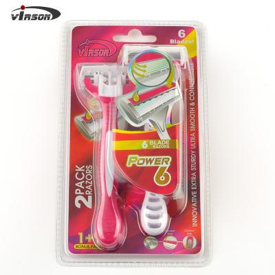 China Mujeres de venta al por mayor personalizado de seis cuchillas de rasura de cara desechable en venta