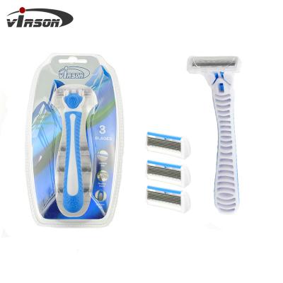 China Fabricación Barata mayorista OEM afeitador de afeitar hombres 3-6 cuchillas paquete de afeitador desechable para hombres con cabezas de afeitar recargas en venta