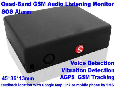 中国 SOS 警報及び両方向の呼出しを用いる全体的な屋内屋外 GSM LBS の追跡者のスパイの可聴周波聞く虫 販売のため