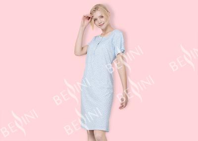 China Schnelle trockene Damen-Nacht kleidet das Sleepwear-Blau, das mit violetter kleiner Blume gedruckt wird zu verkaufen