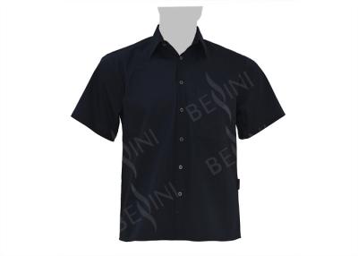 Κίνα Poplin 65%Polyester 35%Cotton ατόμων ο κοντός Μαύρος μανικιών πουκάμισων εργασίας προς πώληση