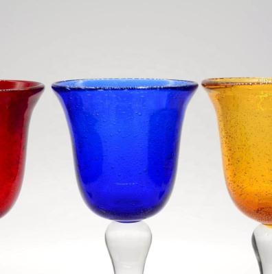 Κίνα Goblet φυσαλίδων χρώματος Handblown στερεό μεξικάνικο γυαλί κρασιού κρυστάλλου προς πώληση