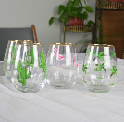 Chine Décalque peint à la main de couleur de Rim Wine Glass Tumbler With d'or à vendre