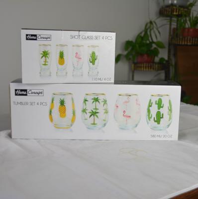 Chine Décalque peint à la main de couleur de Rim Wine Glass Tumbler With d'or à vendre