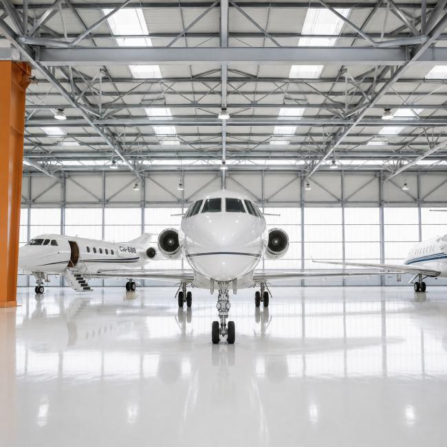 Weather-resistant cladding on an SDKM aircraft shed