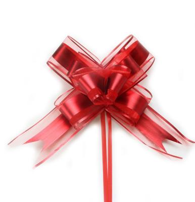 Cina Archi rossi di tirata di Matte Metallic Ribbon Pull Bows 32mm per lo spostamento di regalo in vendita