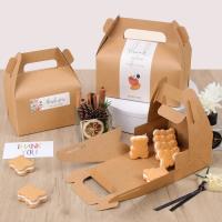 Quality Recyclable Disposable Bakery Takeaway Brown Kcraft Cake Box Cake Card Box with Handle for sale