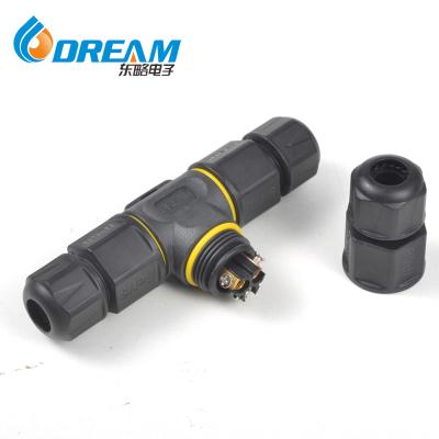 China 3 Pole Wire T-Type Outdoor LED Plastic IP68 External Electrical 2/3/4/5/6 Pin Screw Connector Circular IP68 Waterproof Connector for sale