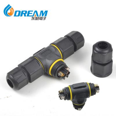 China DREAM START Led Outdoor Lighting Waterproof Wire Connector Screw T-type Wire Connectors 1-3pin Ip 68 Cable Waterproof Connector for sale