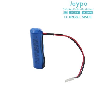 Cylindrical AA ER14505M 3.6V Lithium Battery Cell 2000mAh Low Self Discharge