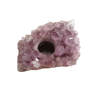 Cina China Wholesale Natural Raw Stone Candelabra Crystal Candlestick For Rose Quartz Amethyst Rough Healing in vendita