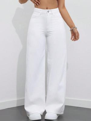 Cina Bianco casual jeans larghe gambe in vendita