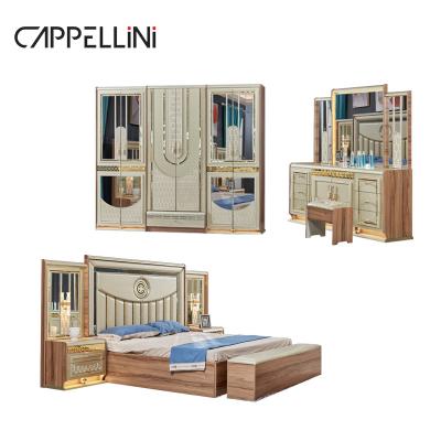 Chine Luxe or Bois Double cuir King Size Lit en bois maison moderne ensemble de meubles de chambre complète à vendre