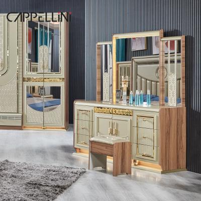 Chine Luxe or Bois Double cuir King Size Lit en bois maison moderne ensemble de meubles de chambre complète à vendre