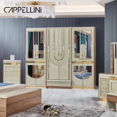 Chine Luxe or Bois Double cuir King Size Lit en bois maison moderne ensemble de meubles de chambre complète à vendre